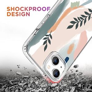 Foreverluck iPhone 13 Case Cute, Boho Design iPhone 13 Case for Women, TPU + PC, Shockproof and Non-Fading, Wireless Support, 6.1 inch/Foliage 2