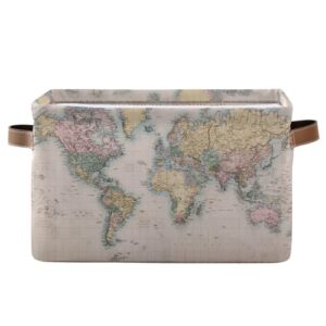 world map theme storage basket set of 1 organizer storage bin foldable storage box with handles for home nursery clothes