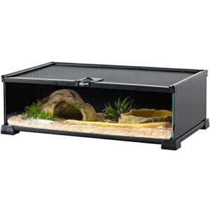 reptizoo small reptile tank 20" x 12" x 6" glass reptile terrarium with top feeding reptile habitat for reptile amphibians snake spider