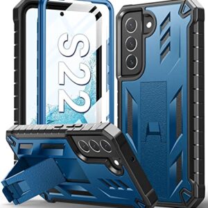 SOiOS for Samsung Galaxy S22 Protective Case: Military Grade Drop Proof Protection Mobile Phone Cover with Kickstand | Rugged Shockproof TPU Matte Textured Sturdy Phone Bumper (Blue)