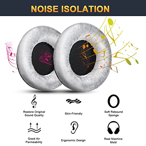 Replacement Ear Pads for DT770, DT880, DT990, Velour Earpads Compatible with Beyerdynamic DT 770 PRO, DT 880 PRO, DT 990 PRO Headphones (Silver)