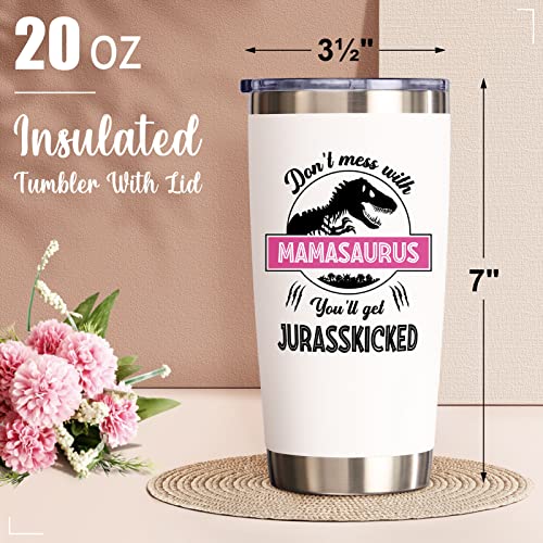 Fimibuke Gifts for Mom from Daughter, Son - 20 OZ Tumbler Christmas Gifts Mom Gifts for Mom, Mother-in-Law, Wife, Women - Mamasaurus Insulated Cups Funny Birthday Boxed Presents from Kids Husband