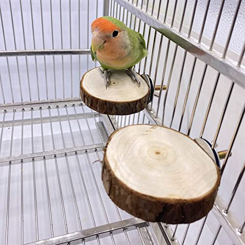 Gigicloud 4 Pcs Bird Perch Stand Set, Natural Wood Parrot Stick Platform Birdcage Stands Parrot Perches Stand Cage Accessories Cockatiel Toys for Budgies Parakeets Lovebirds