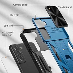 WTYOO for Samsung Galaxy S21 FE Case: Military Grade Drop Proof Protection Mobile Cover with Kickstand | Matte Textured Rugged Shockproof TPU | Protective Sturdy Phone Case for Galaxy S21 FE 5G