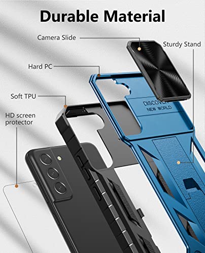 WTYOO for Samsung Galaxy S21 FE Case: Military Grade Drop Proof Protection Mobile Cover with Kickstand | Matte Textured Rugged Shockproof TPU | Protective Sturdy Phone Case for Galaxy S21 FE 5G