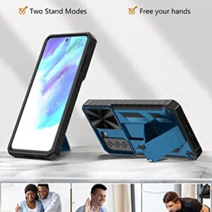 WTYOO for Samsung Galaxy S21 FE Case: Military Grade Drop Proof Protection Mobile Cover with Kickstand | Matte Textured Rugged Shockproof TPU | Protective Sturdy Phone Case for Galaxy S21 FE 5G