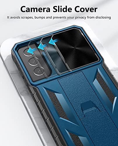 WTYOO for Samsung Galaxy S21 FE Case: Military Grade Drop Proof Protection Mobile Cover with Kickstand | Matte Textured Rugged Shockproof TPU | Protective Sturdy Phone Case for Galaxy S21 FE 5G