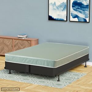 Treaton Pressure Relieving & Cooling High Density Foam Full Mattress - 8-inch Water Proof Vinyl Medium Firm Tight Top Pocketed Coil Rolled Hybrid Mattres with 8” Wood Box Spring, Bed in Box, Green