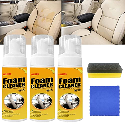 GDSAFS Multipurpose Foam Cleaner Spray, Foam Cleaner All Purpose for Car and House Lemon Flavor,All-Purpose Household Cleaners for Car and Kitchen (30 ml, 3 PCS)