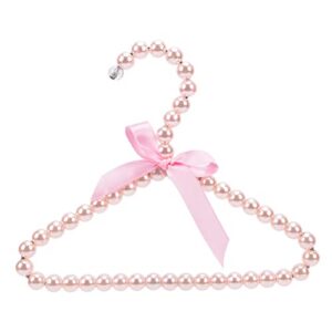 Eyomii 2 Pcs Pearl Bow Clothes Clothing Hangers Cute Small Pearl Hanger Pet Clothes Hanger Pearl Beads Clothes Hangers for Hanging Small Dog Cat Dolls Baby Clothing.