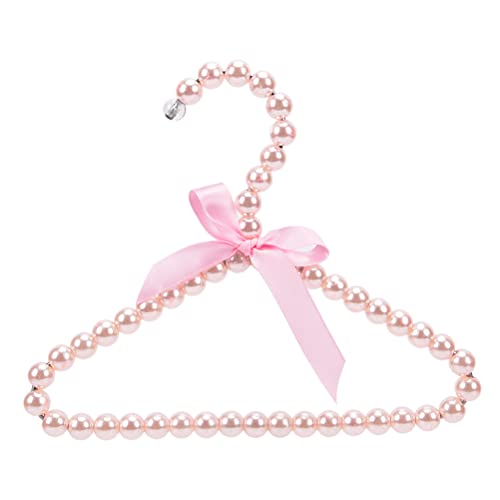 Eyomii 2 Pcs Pearl Bow Clothes Clothing Hangers Cute Small Pearl Hanger Pet Clothes Hanger Pearl Beads Clothes Hangers for Hanging Small Dog Cat Dolls Baby Clothing.