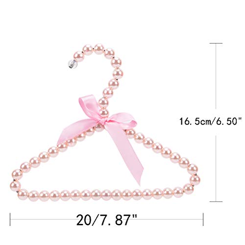 Eyomii 2 Pcs Pearl Bow Clothes Clothing Hangers Cute Small Pearl Hanger Pet Clothes Hanger Pearl Beads Clothes Hangers for Hanging Small Dog Cat Dolls Baby Clothing.