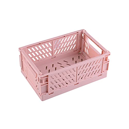 Storage Basket Collapsible Large Capacity Plastic Foldable Home Crate Box for Daily Used Valentine's Day/Mother's Day/Wedding/Anniversary/Party/Graduation/Christmas/Birthday Gifts - Pink S