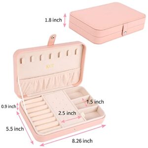 KCY Jewelry Box for Women Girls,Small Travel Jewelry Organizer Case,PU Leather Portable Jewellery Storage Boxes Display Holder for Ring Earrings Necklace Bracelet Bangle, Men Teen Kids Gift, Pink