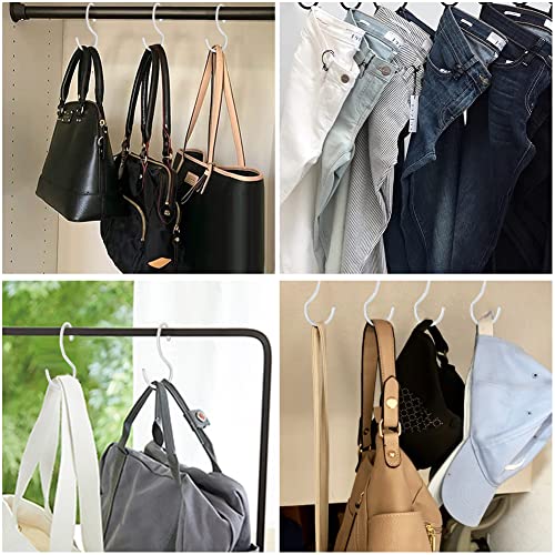 Mzekgxm 10 Pack Purse Hanger for Closet, Unique Twist Design Closet Organizer Hanger Hooks, Large Size Closet Hooks for Hanging Purses, Handbags, Clothes, Jeans, Belts, Hats, Pans and Pots (White)