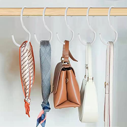 Mzekgxm 10 Pack Purse Hanger for Closet, Unique Twist Design Closet Organizer Hanger Hooks, Large Size Closet Hooks for Hanging Purses, Handbags, Clothes, Jeans, Belts, Hats, Pans and Pots (White)