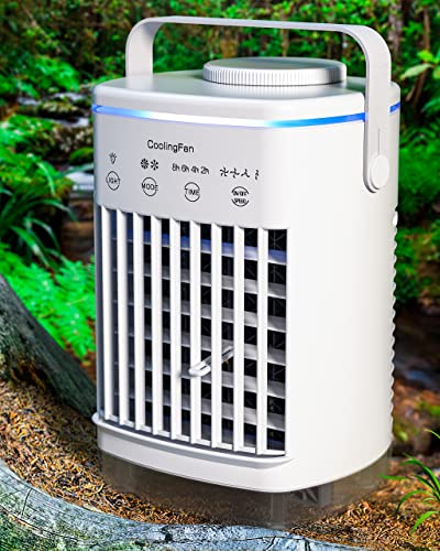 Small Portable Air Conditioner, Evaporative Air Cooler Portable, Personal Air Conditioner Mini Portable, Fans that Blow Cold Air, Desktop Cooling Humidifier Fan for Small Room/Office/Dorm/Bedroom