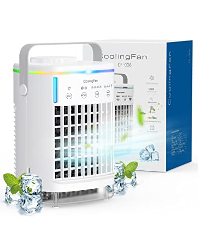 Small Portable Air Conditioner, Evaporative Air Cooler Portable, Personal Air Conditioner Mini Portable, Fans that Blow Cold Air, Desktop Cooling Humidifier Fan for Small Room/Office/Dorm/Bedroom