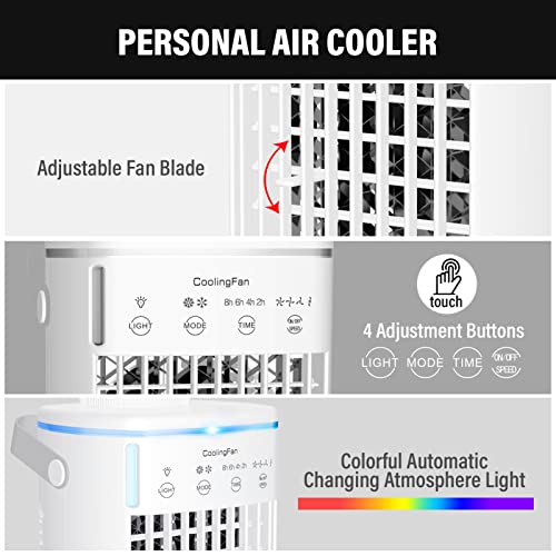 Small Portable Air Conditioner, Evaporative Air Cooler Portable, Personal Air Conditioner Mini Portable, Fans that Blow Cold Air, Desktop Cooling Humidifier Fan for Small Room/Office/Dorm/Bedroom