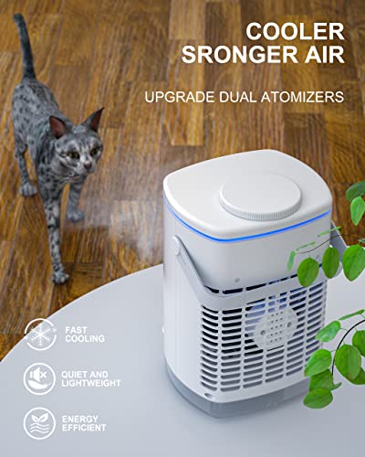 Small Portable Air Conditioner, Evaporative Air Cooler Portable, Personal Air Conditioner Mini Portable, Fans that Blow Cold Air, Desktop Cooling Humidifier Fan for Small Room/Office/Dorm/Bedroom