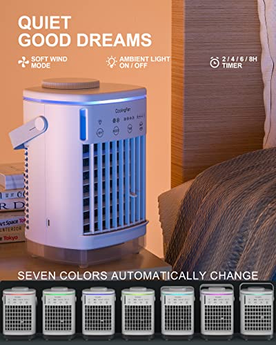 Small Portable Air Conditioner, Evaporative Air Cooler Portable, Personal Air Conditioner Mini Portable, Fans that Blow Cold Air, Desktop Cooling Humidifier Fan for Small Room/Office/Dorm/Bedroom