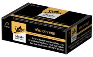 sheba treats meaty sticks variety pack, 40 count