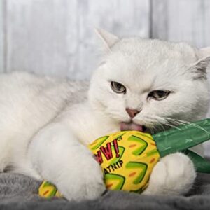 Yeowww! Pineapple Catnip Toy for Cats, Yellow, 7", for All Breed Sizes