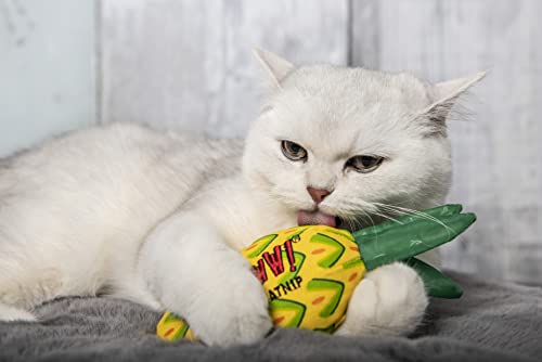 Yeowww! Pineapple Catnip Toy for Cats, Yellow, 7", for All Breed Sizes