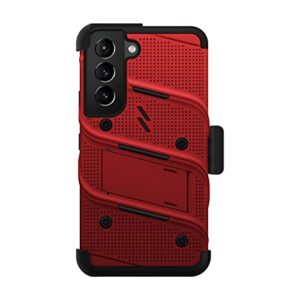 ZIZO Bolt Bundle for Galaxy S22 Case with Screen Protector Kickstand Holster Lanyard - Red