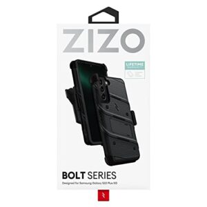 ZIZO Bolt Bundle for Galaxy S22 Plus Case with Screen Protector Kickstand Holster Lanyard - Black