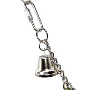 Mandarin Bird Toys 1022 Super Spooner Ringer by M&M Handmade Stainless Steel Noisy Versatile Aviary Toy, Shiny Spoons, Acrylic Pacifiers, Metal Bells, Great for Medium Pets African Grey Conure Quaker