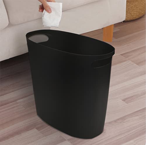 Feisco Small Trash Can,2.6 Gallon Plastic Bathroom Wastebasket Garbage Can for Bathroom Bedroom Kitchen Office (Pack of 2, Black)