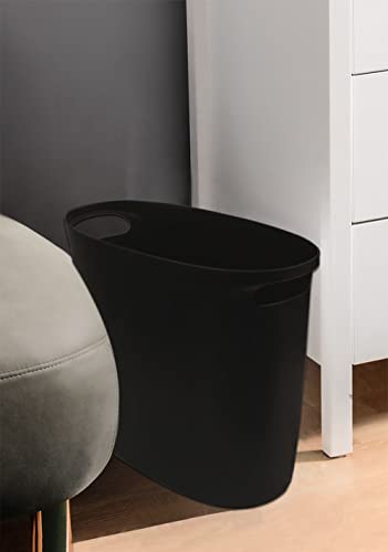 Feisco Small Trash Can,2.6 Gallon Plastic Bathroom Wastebasket Garbage Can for Bathroom Bedroom Kitchen Office (Pack of 2, Black)