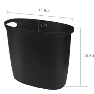 Feisco Small Trash Can,2.6 Gallon Plastic Bathroom Wastebasket Garbage Can for Bathroom Bedroom Kitchen Office (Pack of 2, Black)