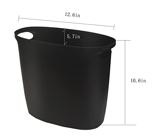 Feisco Small Trash Can,2.6 Gallon Plastic Bathroom Wastebasket Garbage Can for Bathroom Bedroom Kitchen Office (Pack of 2, Black)