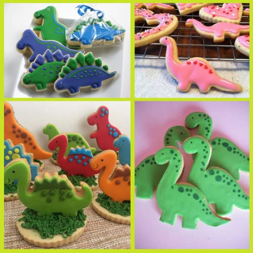 Crethinkaty Dinosaur Cookie Cutters Set for Baking 5 Pieces Biscuit Cutters Stainless Steel