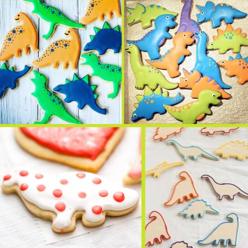 Crethinkaty Dinosaur Cookie Cutters Set for Baking 5 Pieces Biscuit Cutters Stainless Steel