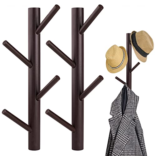 NiHome 2-Pack Branch Shape Decorative Wooden Coat Wall Mounted Hooks, Nordic Bamboo Coat Rack Hanger with Screws and Adhesive Bedroom Home Storage Rack Wall Hanging Tree Branch Hats Bags Coats Holder