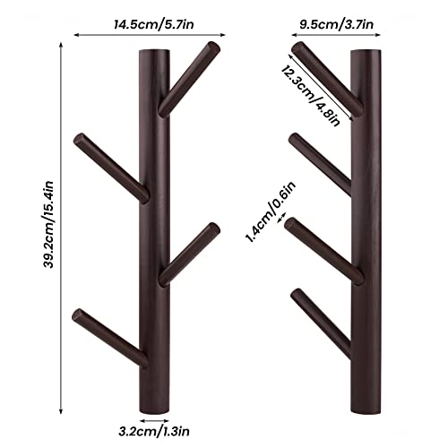 NiHome 2-Pack Branch Shape Decorative Wooden Coat Wall Mounted Hooks, Nordic Bamboo Coat Rack Hanger with Screws and Adhesive Bedroom Home Storage Rack Wall Hanging Tree Branch Hats Bags Coats Holder