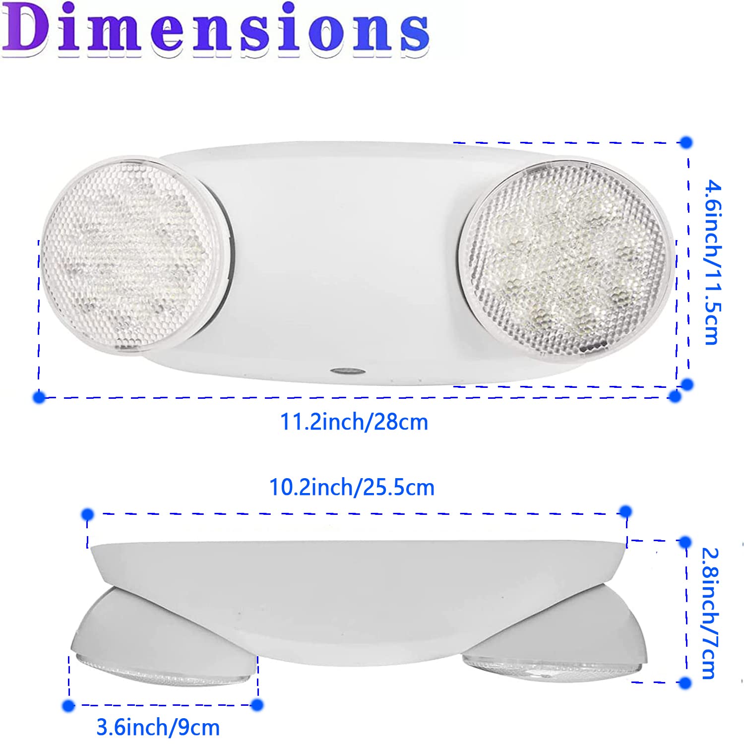 LED Emergency Light with Battery Backup, Two Adjustable Heads Commercial Emergency Light, US Standard 120-277V (UL 94V-0), Domestic Power Outage Emergency Light, Rechargeable Bulb (1-Pack)