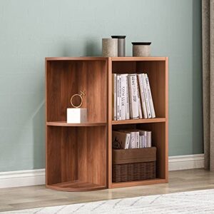 EREFAS 2-Tier Wooden Corner Cabinet, Small Storage Cabinet, Industrial Corner Storage Racks, Wooden Corner Stand Book Case Office Living Room Furniture - Brown