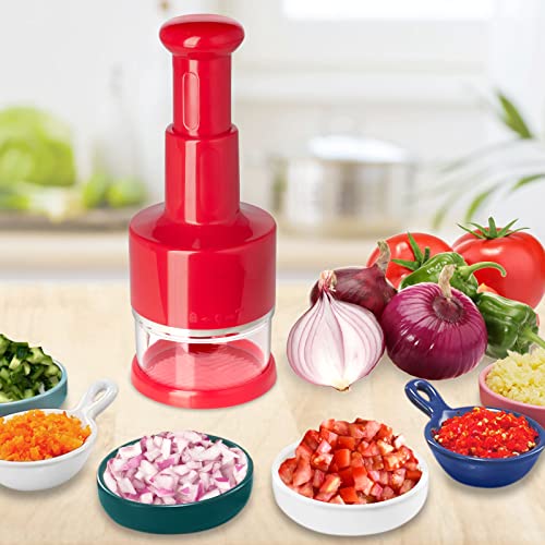 Food Chopper, Manual Hand Vegetable Chopper Onion Chopper Dicer Vegetable Chopper Cutter Mincer for Veggies Onions Garlic Nuts Salads