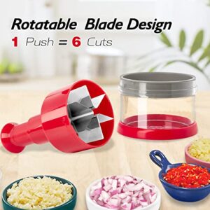 Food Chopper, Manual Hand Vegetable Chopper Onion Chopper Dicer Vegetable Chopper Cutter Mincer for Veggies Onions Garlic Nuts Salads