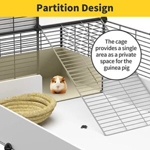 Eiiel Guinea Pig Cage,Indoor Habitat Cage with Waterproof Plastic Bottom,Playpen for Small Pet Bunny, Turtle, Hamste, LOFT AND PARTITION