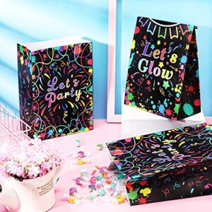 24 Pieces Glow in Dark Party Gift Bags Glow in The Dark Party Supplies Paper Glow Party Favor Bags Let's Glow Candy Bags Neon Goodie Bags Gift Wrap Bags Treat Bags for Birthday Party Favor Decoration