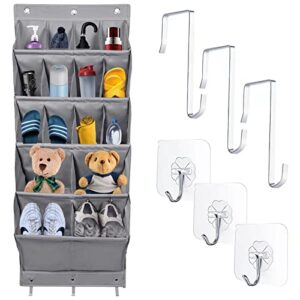 GAKKY STO Over the Door Shoe Organizer, Hanging Shoe Organizer, Storage Various Compartments with 3 Hooks Shoe Storage Rack Organizer for Shoes, Sneakers and Home Accessories, Grey 1-PACK