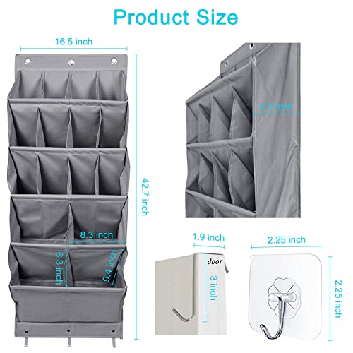 GAKKY STO Over the Door Shoe Organizer, Hanging Shoe Organizer, Storage Various Compartments with 3 Hooks Shoe Storage Rack Organizer for Shoes, Sneakers and Home Accessories, Grey 1-PACK