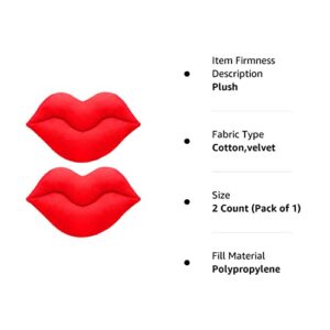 Yookeer 2 Pieces 3D Lip Shape Throw Pillows Plush Valentine Soft Velvet Lips Cushion Plush Large Pillows for Birthday Anniversary Living Room Bedroom Sofa Decoration, 20 x 11 Inches (Red)