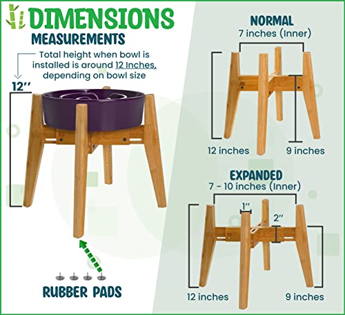 Dog Bowl Stand for Medium to Large Dog Breeds - 12-inch High, Adjustable Width with Locks - Dog Water, Food Dish Compatible - Tip-Over Resistant