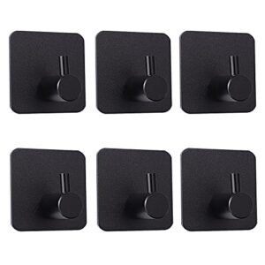 Prudiut 6 Pack Black Adhesive Hooks Heavy Duty Wall Hook Shower Hook Towel Hooks for Hanging Bathroom Bedroom Kitchen Door